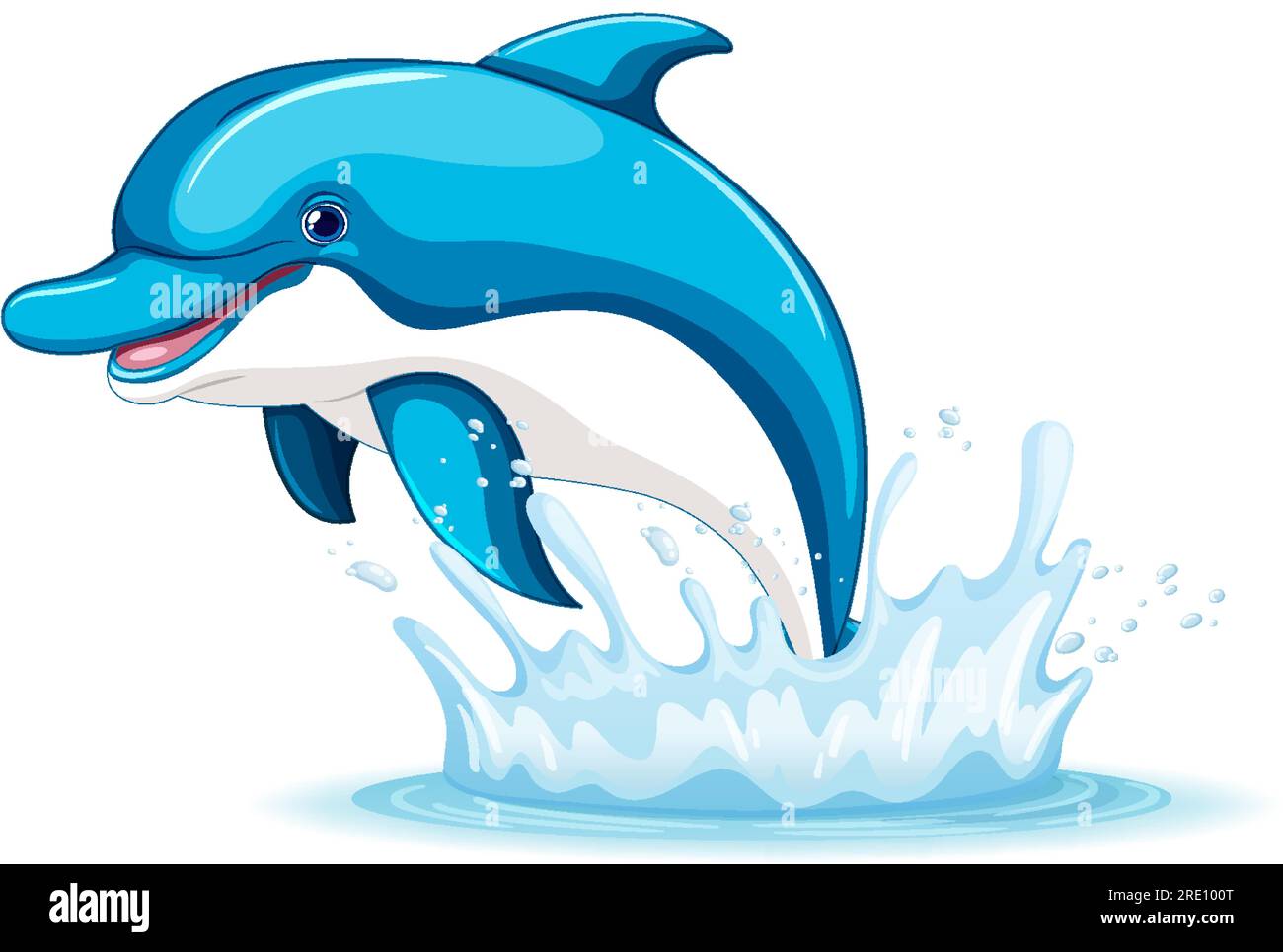 A vector cartoon illustration of a dolphin jumping out of the water ...