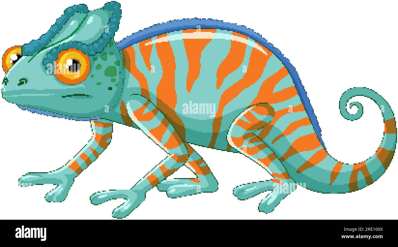 Cute colourful chameleon cartoon isolated illustration Stock Vector ...