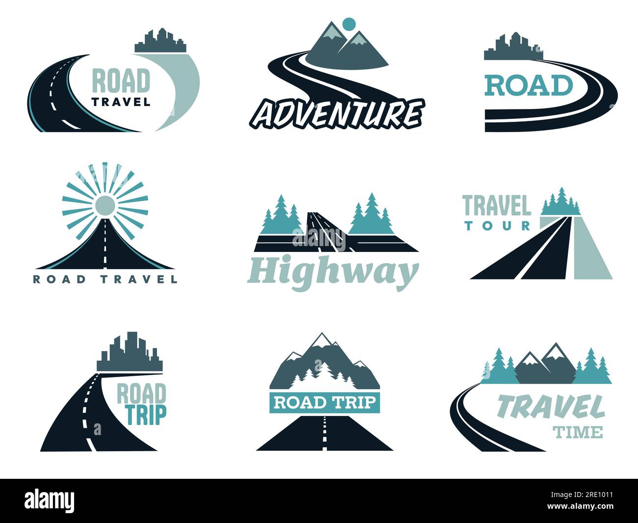 Road logo collection. Street navigation direction mark, traffic route ...