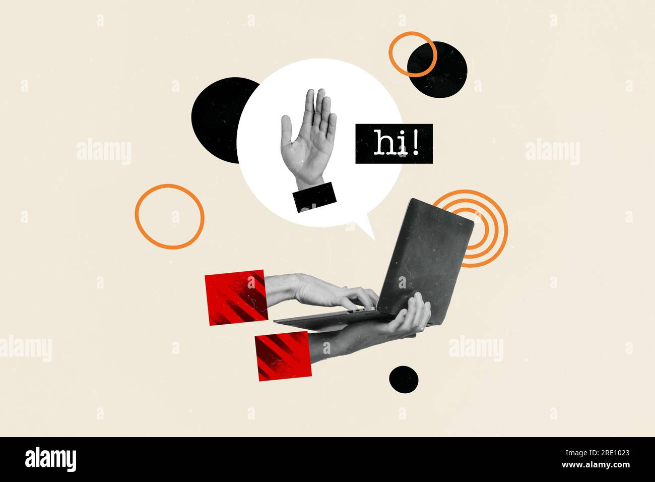 Collage sketch template online conference meeting video meeting hi ...