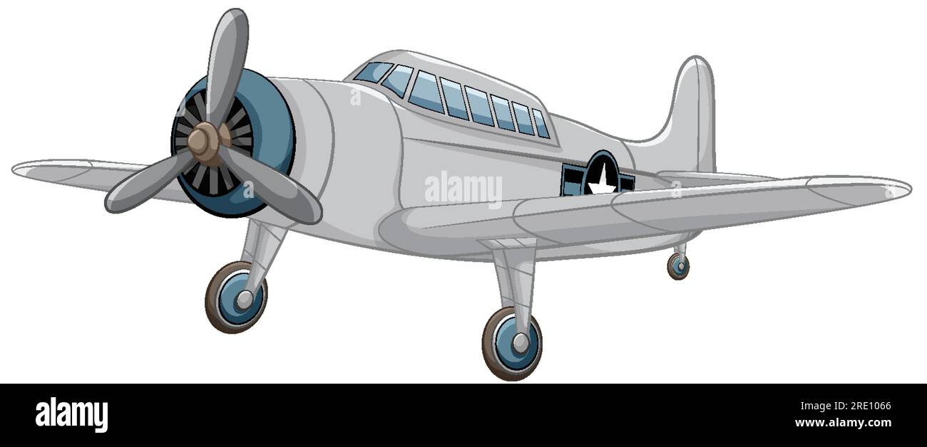 A vector cartoon illustration of a classic vintage aircraft isolated on ...