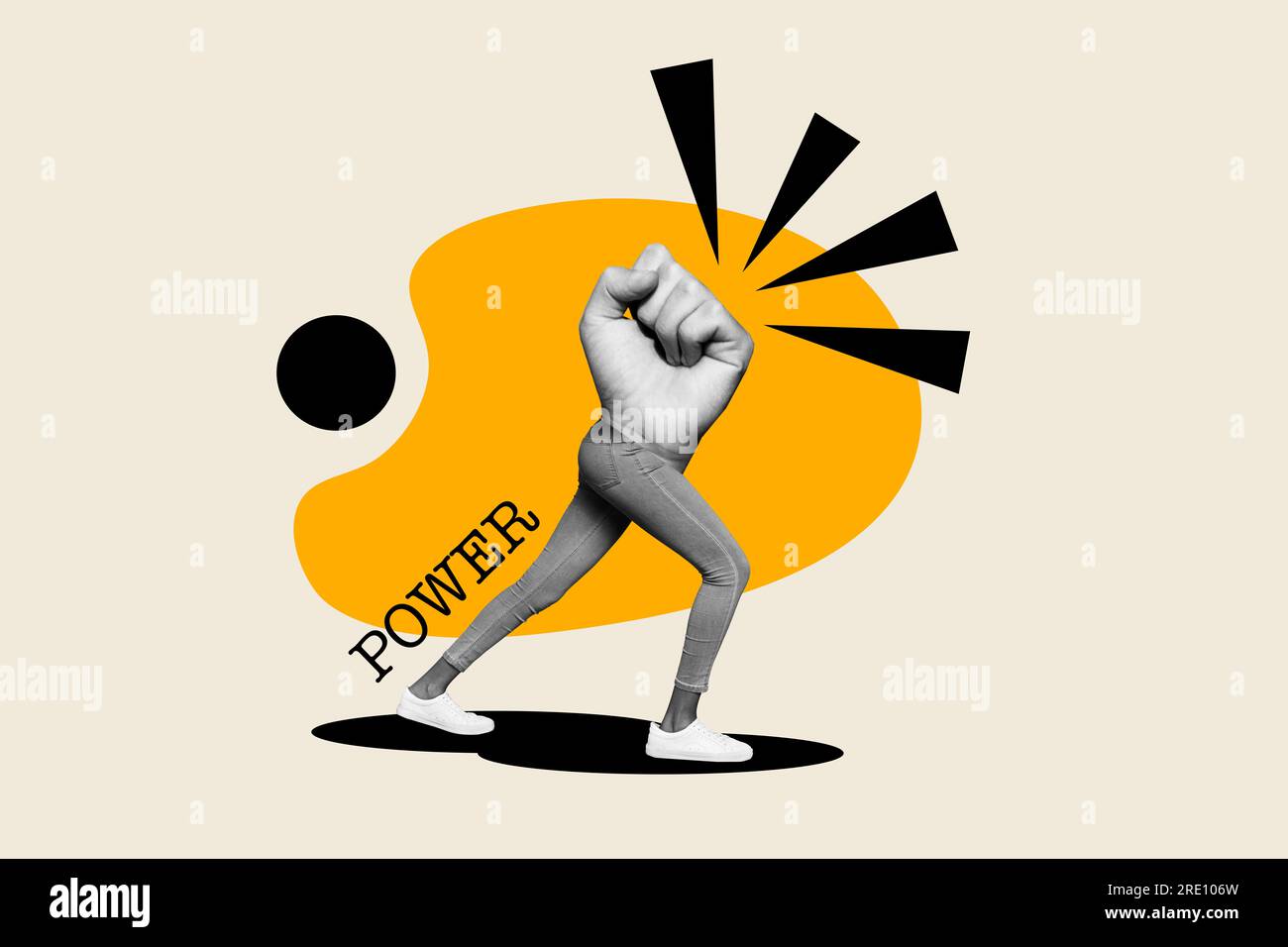 Creative composite photo template collage of bodyless girl hand instead ...