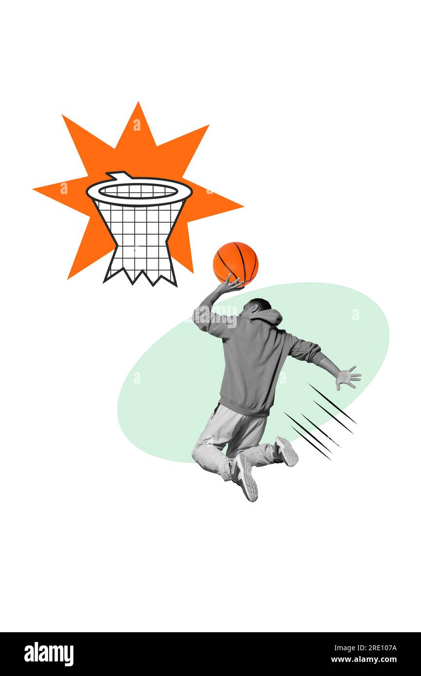 Vertical creative composite photo collage of active fast energetic man ...