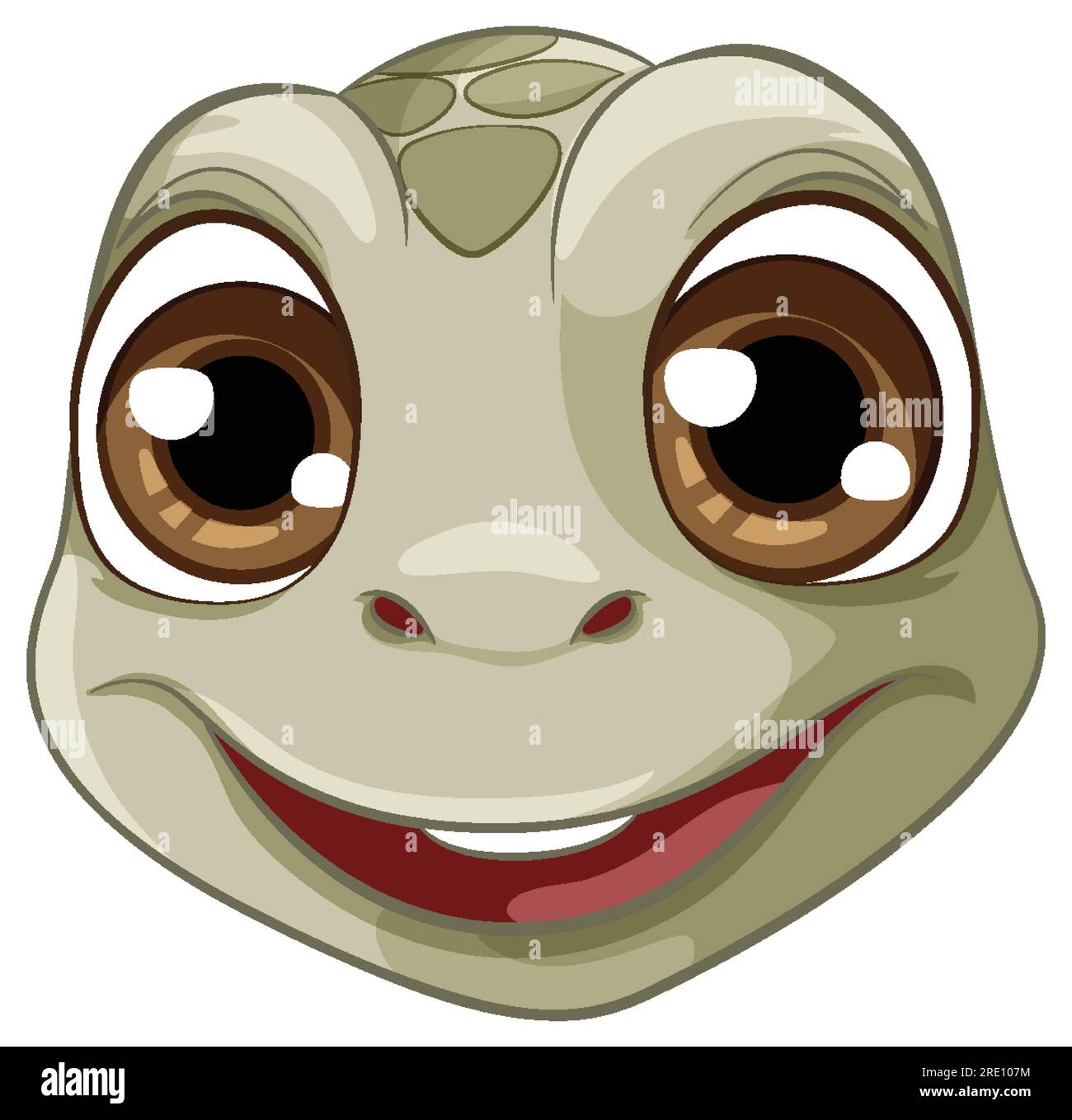 A cheerful cartoon illustration of a turtle with a smiling face ...