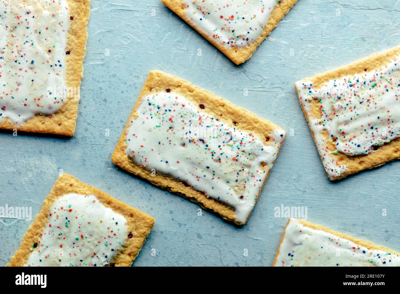 Pop tarts layout. Poptart toaster pastry with icing on a blue slate ...