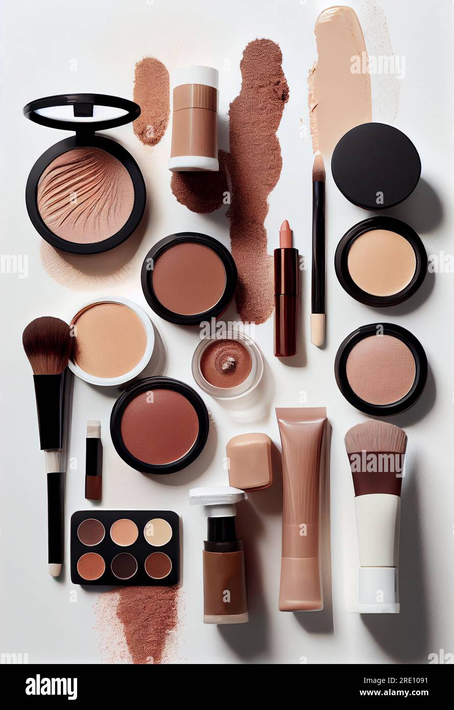 Set of professional decorative cosmetics on white background. Fashion ...
