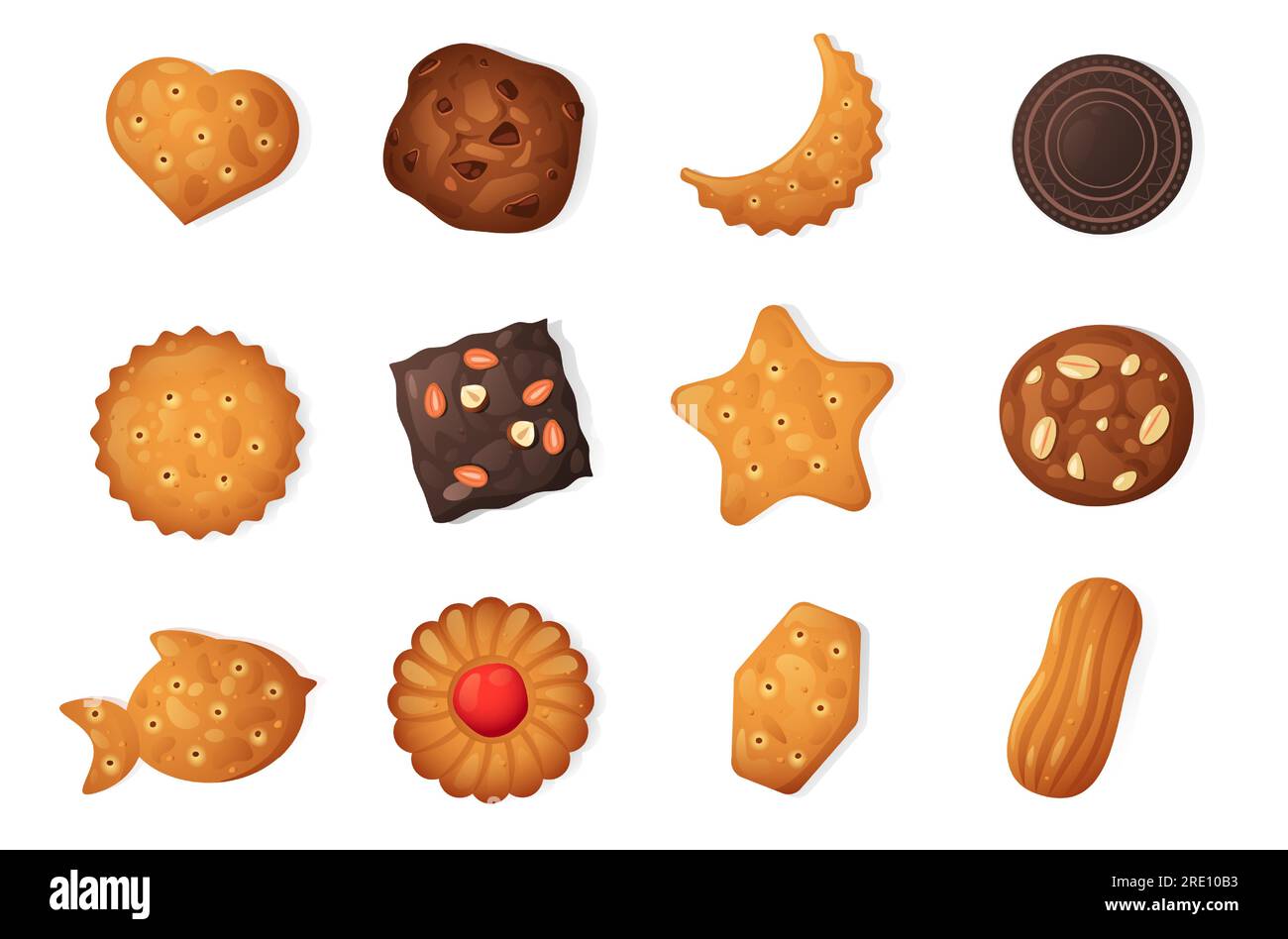 Cartoon cookies. Sweet dessert crackers with cream, sweet snack food ...