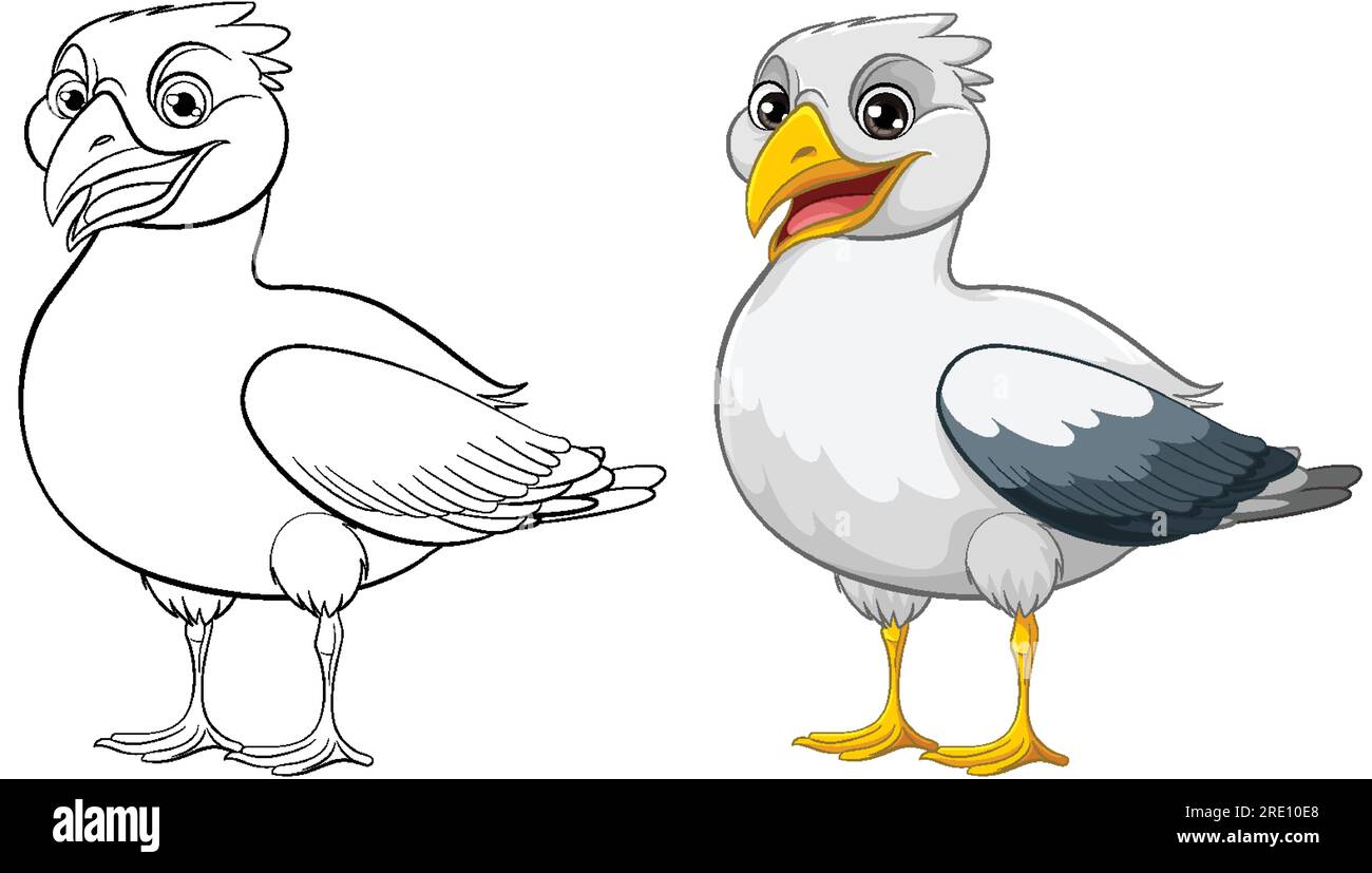 A vector cartoon illustration of a seagull bird standing and smiling ...