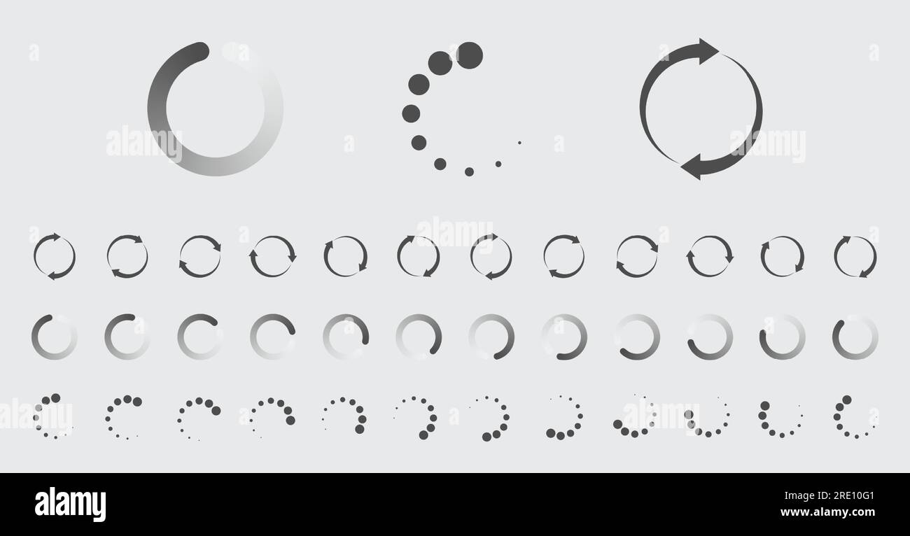 Circular Loading Buffering Icons Vector Set Video Ready for Animation Gif All Keyframes Frames ...