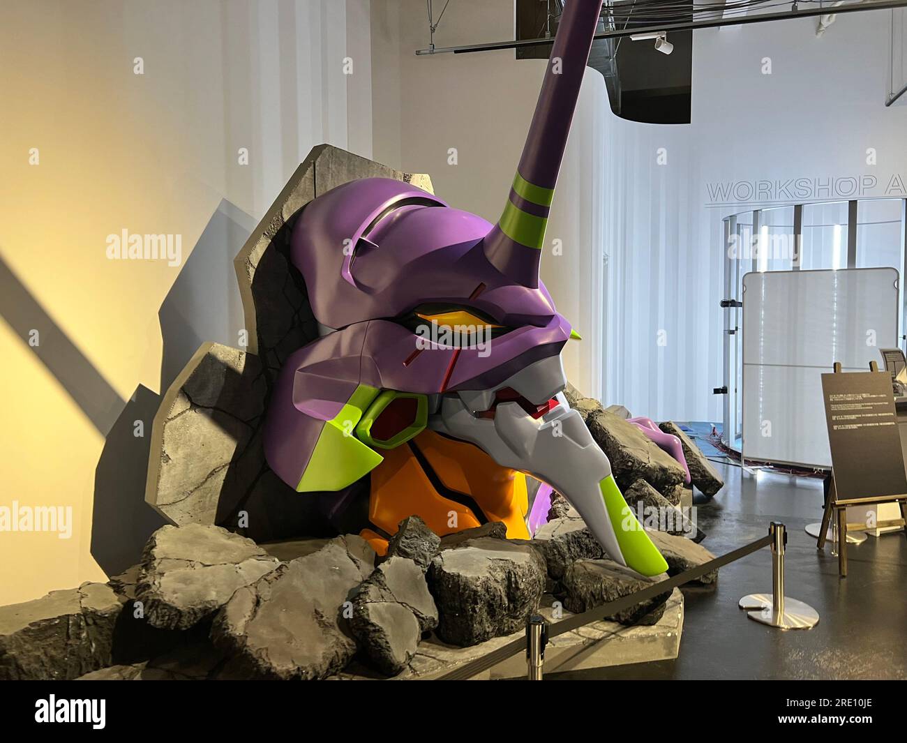 Tokyo - May 2 2023: the neon genesis evangelion display at small worlds ...