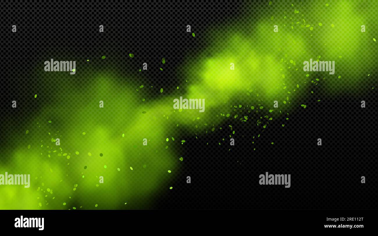 Green realistic toxic smoke cloud wave with light isolated vector ...