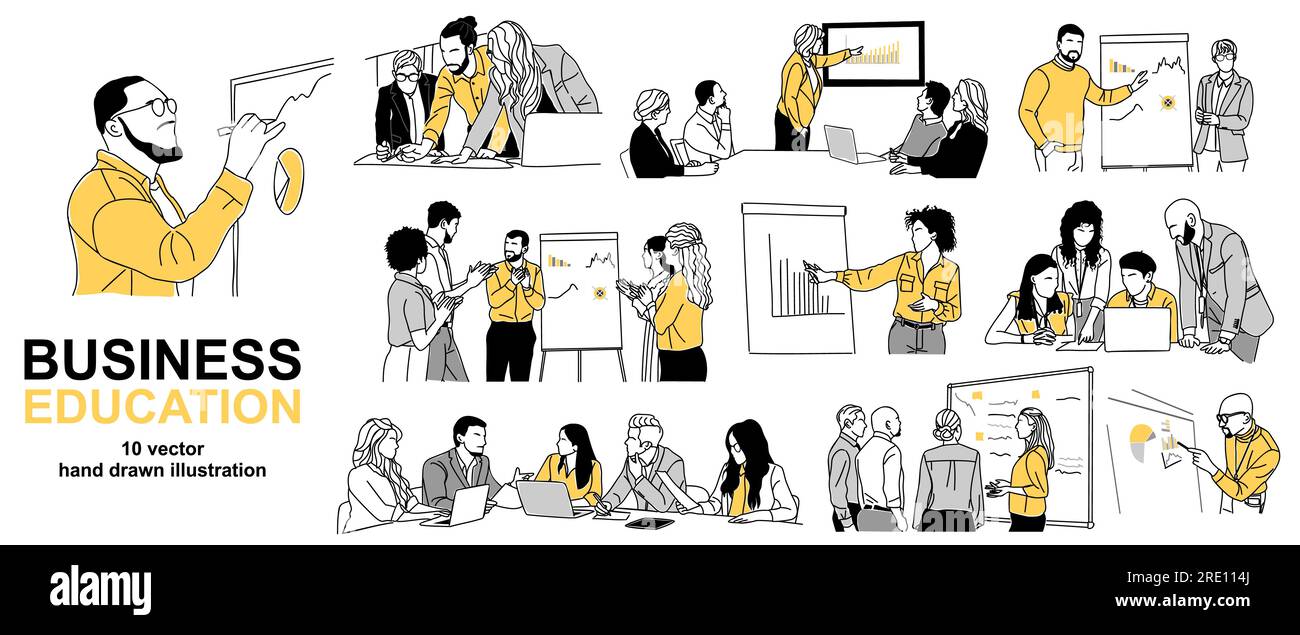 Business education concept vector art scene set Stock Vector Image ...