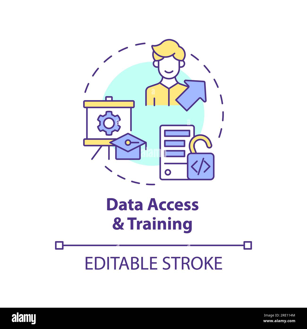2d Data Access And Training Concept Linear Icon Stock Vector Image