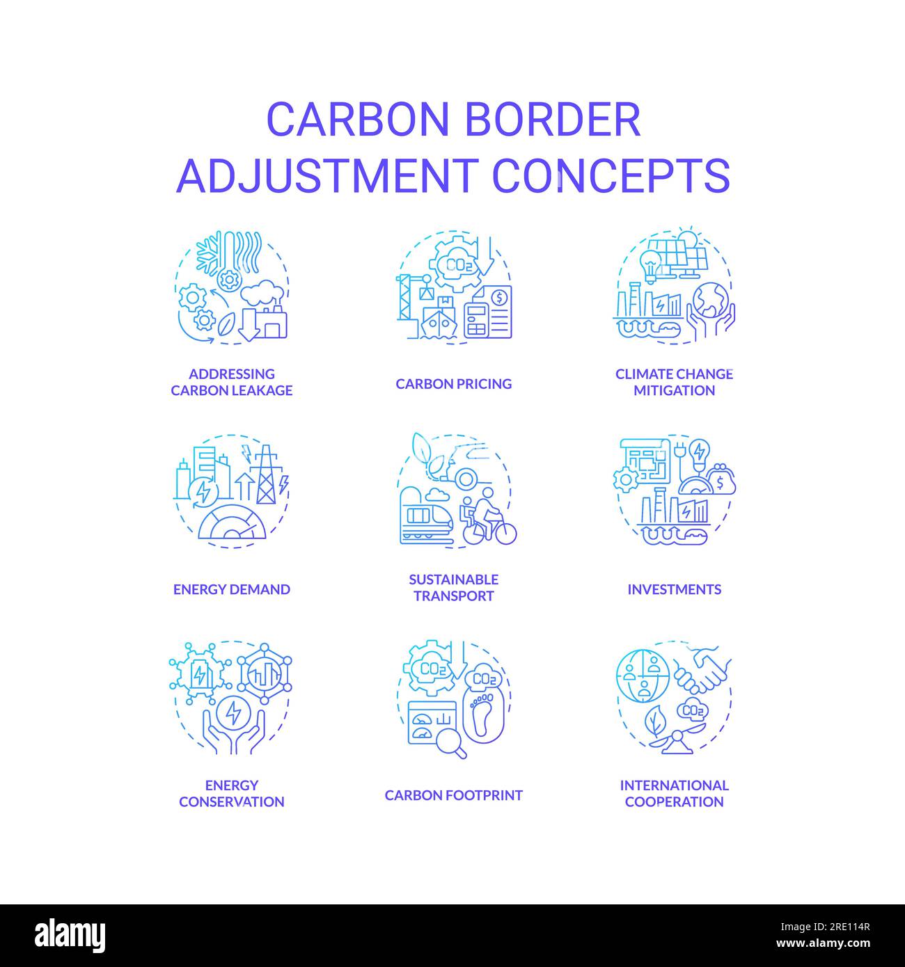 Gradient icons for carbon border adjustment concepts Stock Vector Image & Art - Alamy
