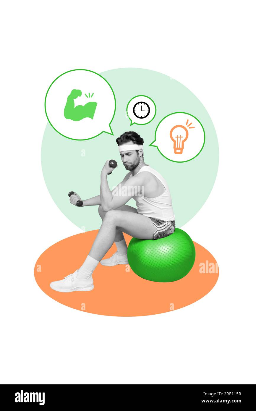 Poster collage of funny sportsman gym athlete coach profession ...