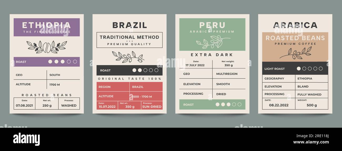 Coffee packaging banner. Vintage minimal label with arabica coffee ...