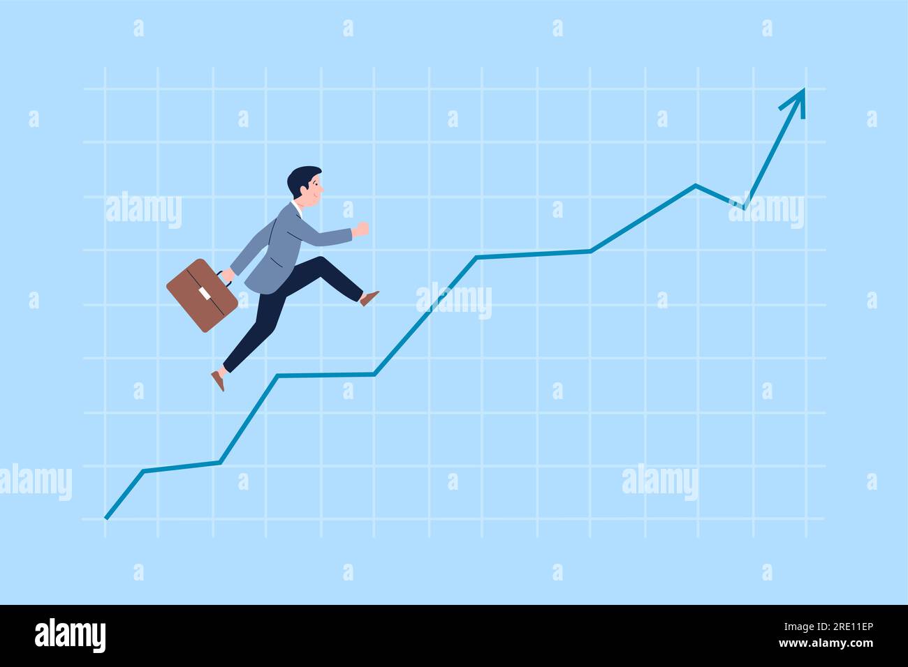 Man climb to goals. Climbing at graph, business success and fast ...