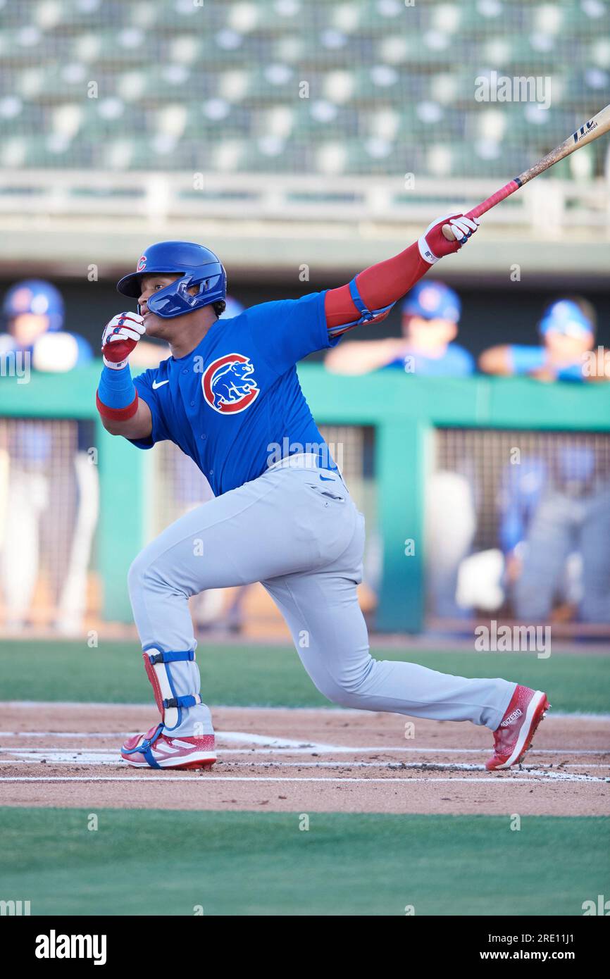Adan Sanchez (6) of the ACL Cubs at bat during an Arizona Complex ...