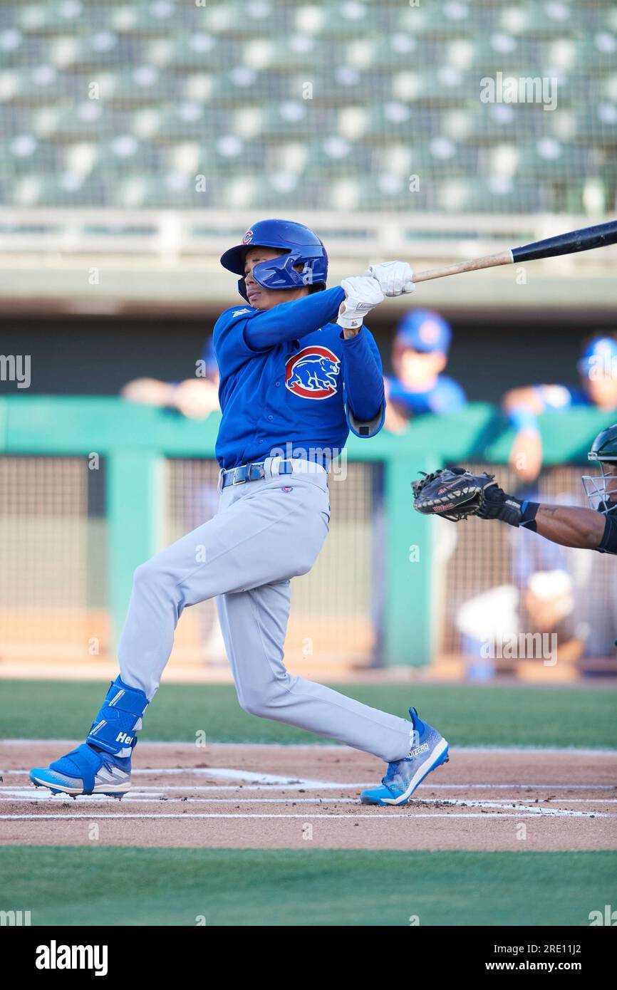 Alexis Hernandez (15) of the ACL Cubs at bat during an Arizona Complex ...
