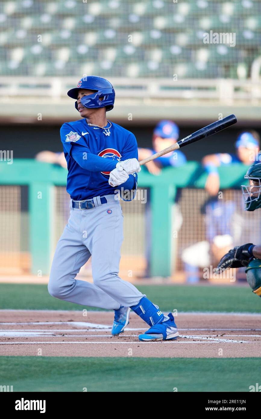 Alexis Hernandez (15) of the ACL Cubs at bat during an Arizona Complex ...
