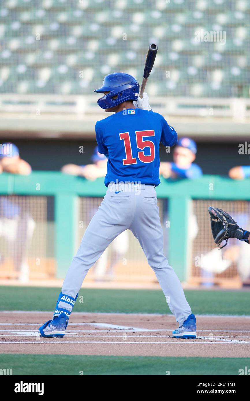 Alexis Hernandez (15) of the ACL Cubs at bat during an Arizona Complex ...