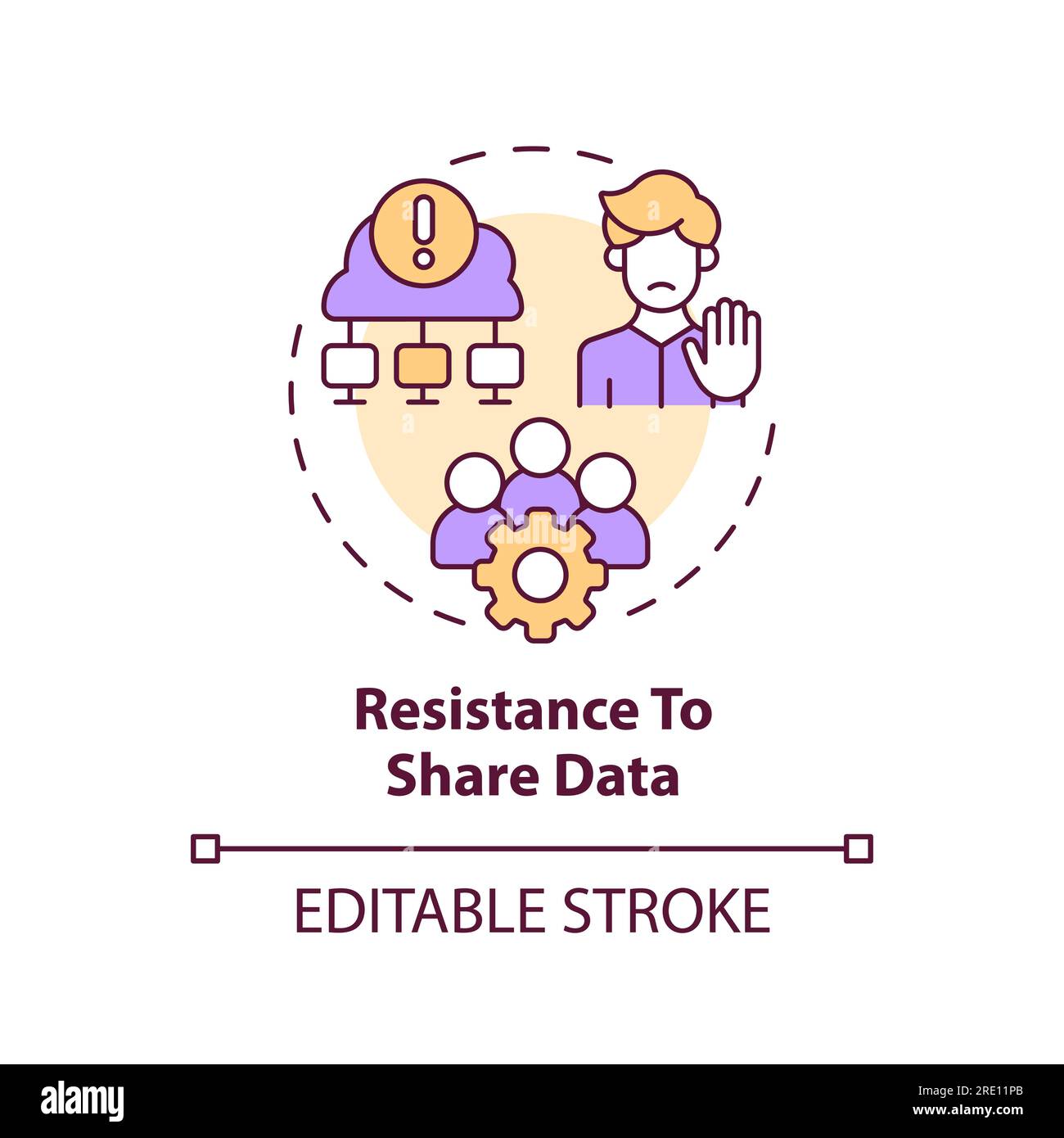2d Resistance To Shared Data Concept Linear Icon Stock Vector Image