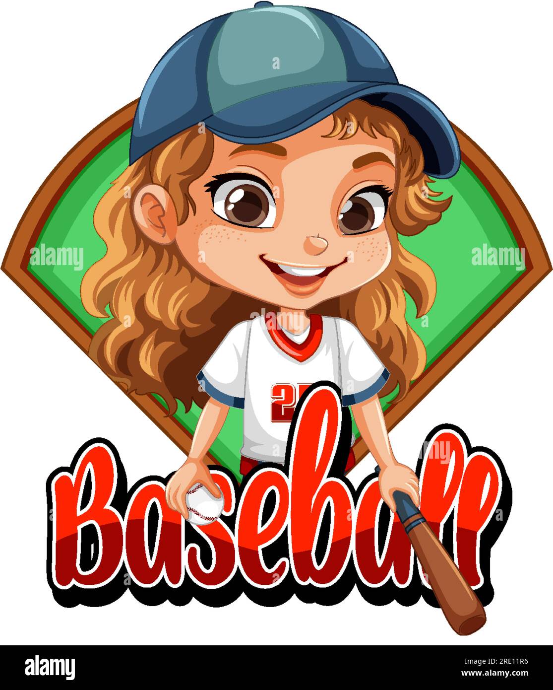 Cute Girl with Baseball Text illustration Stock Vector Image & Art - Alamy