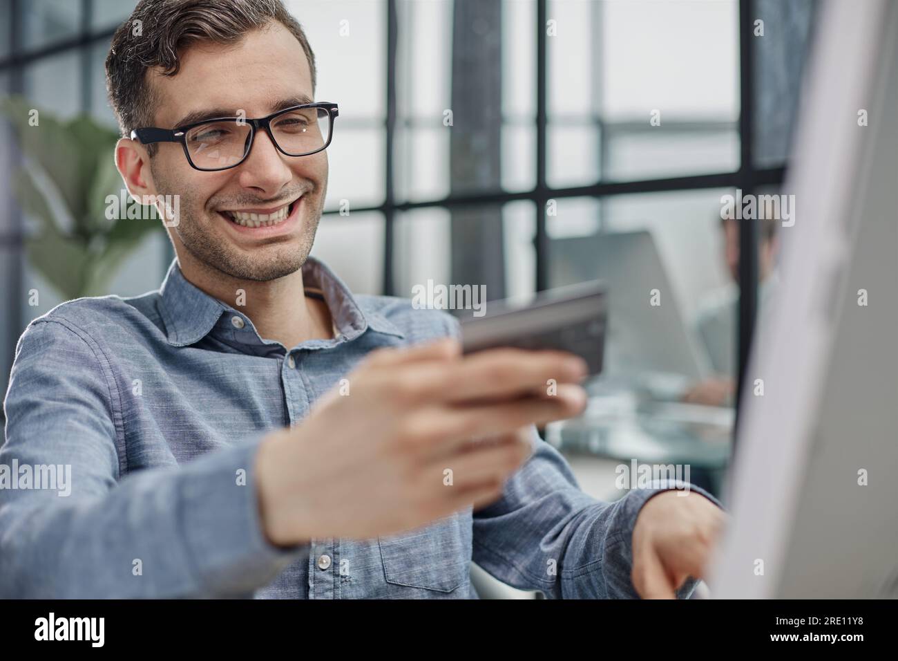 Side view ceo businessman using typing on computer pc laptop working in ...