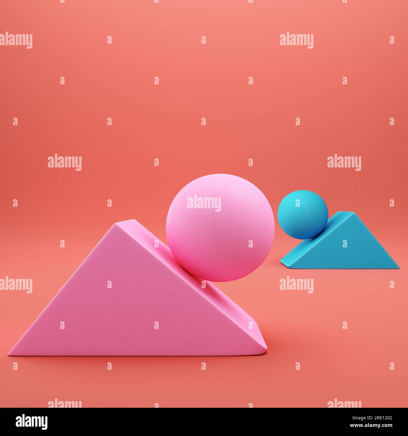 Abstract minimal scene. Geometric bolded shapes triangles with spheres ...
