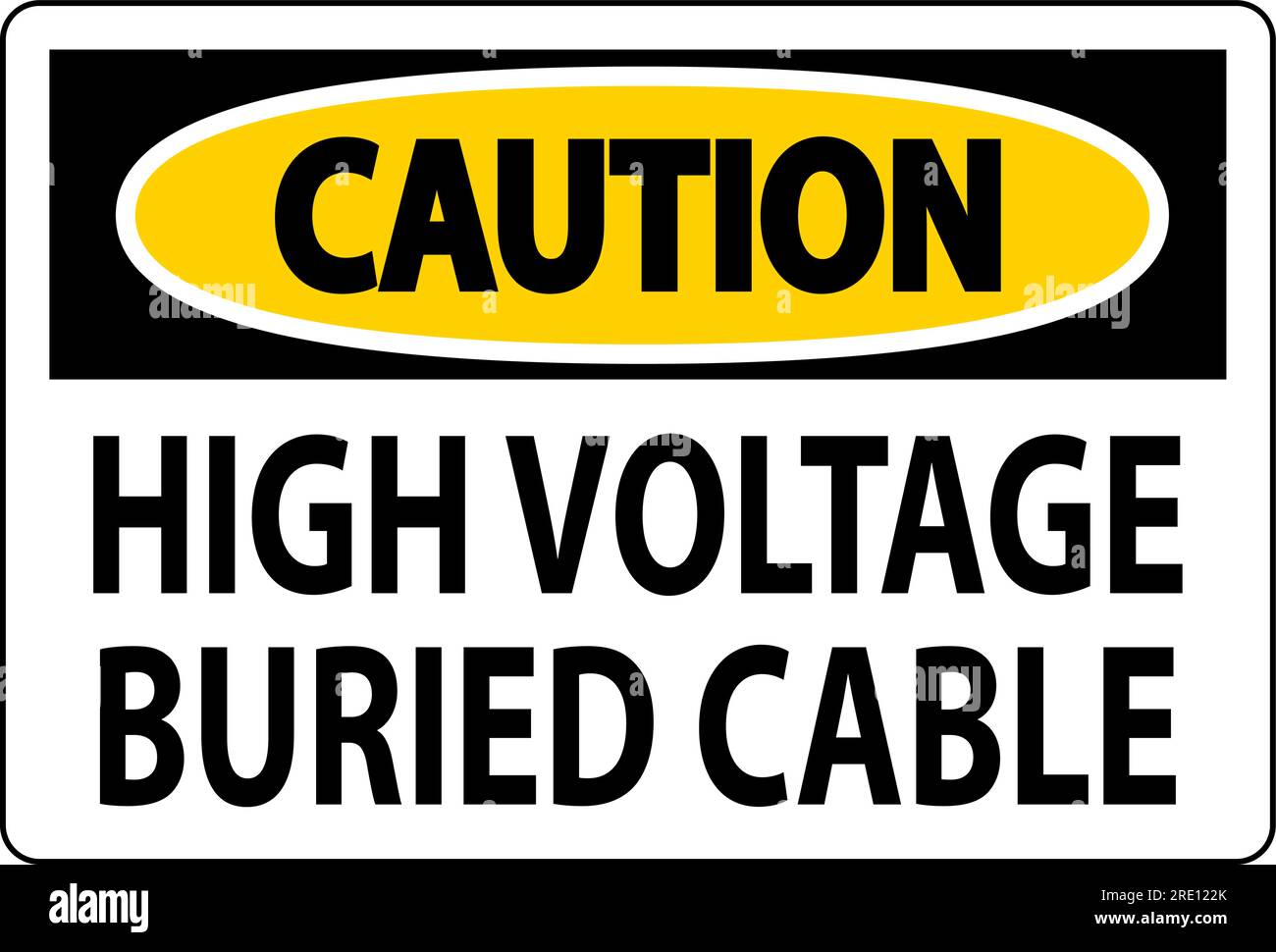 Caution Sign High Voltage Buried Cable On White Background Stock Vector ...