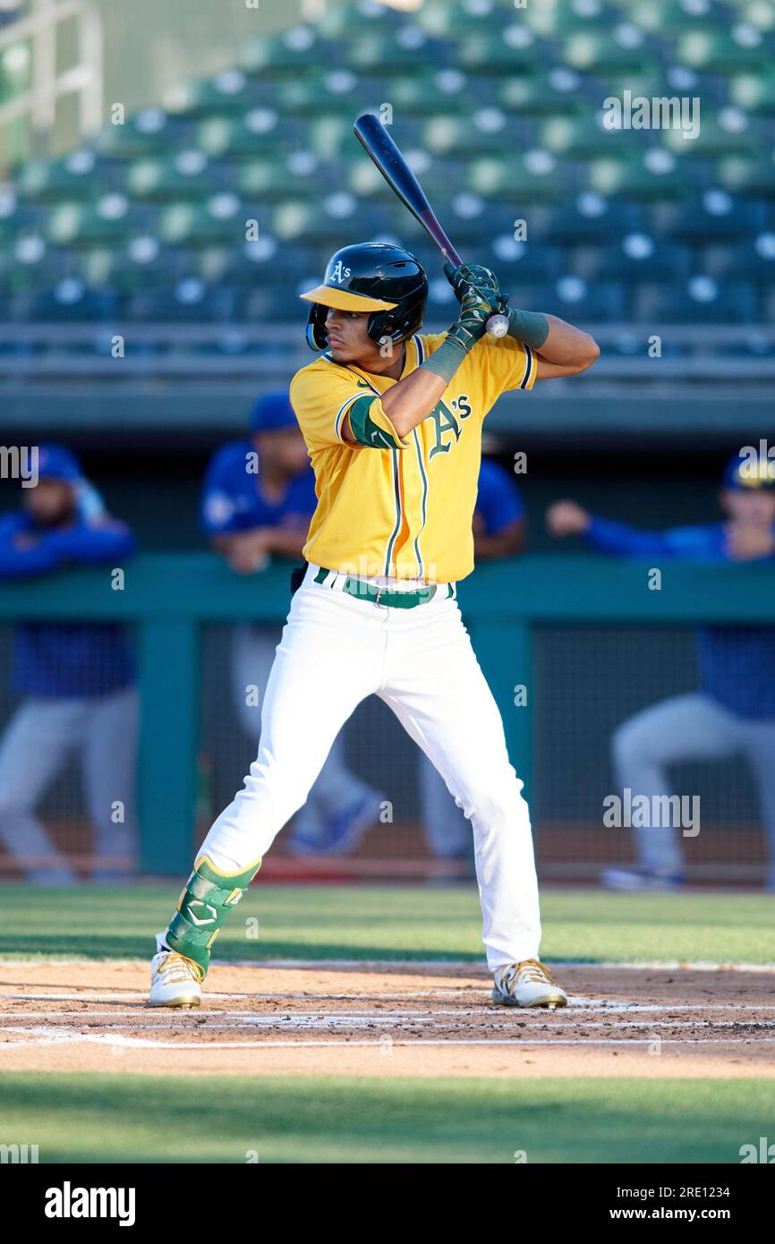 Yeniel Laboy (16) of the ACL Athletics at bat during an Arizona Complex ...
