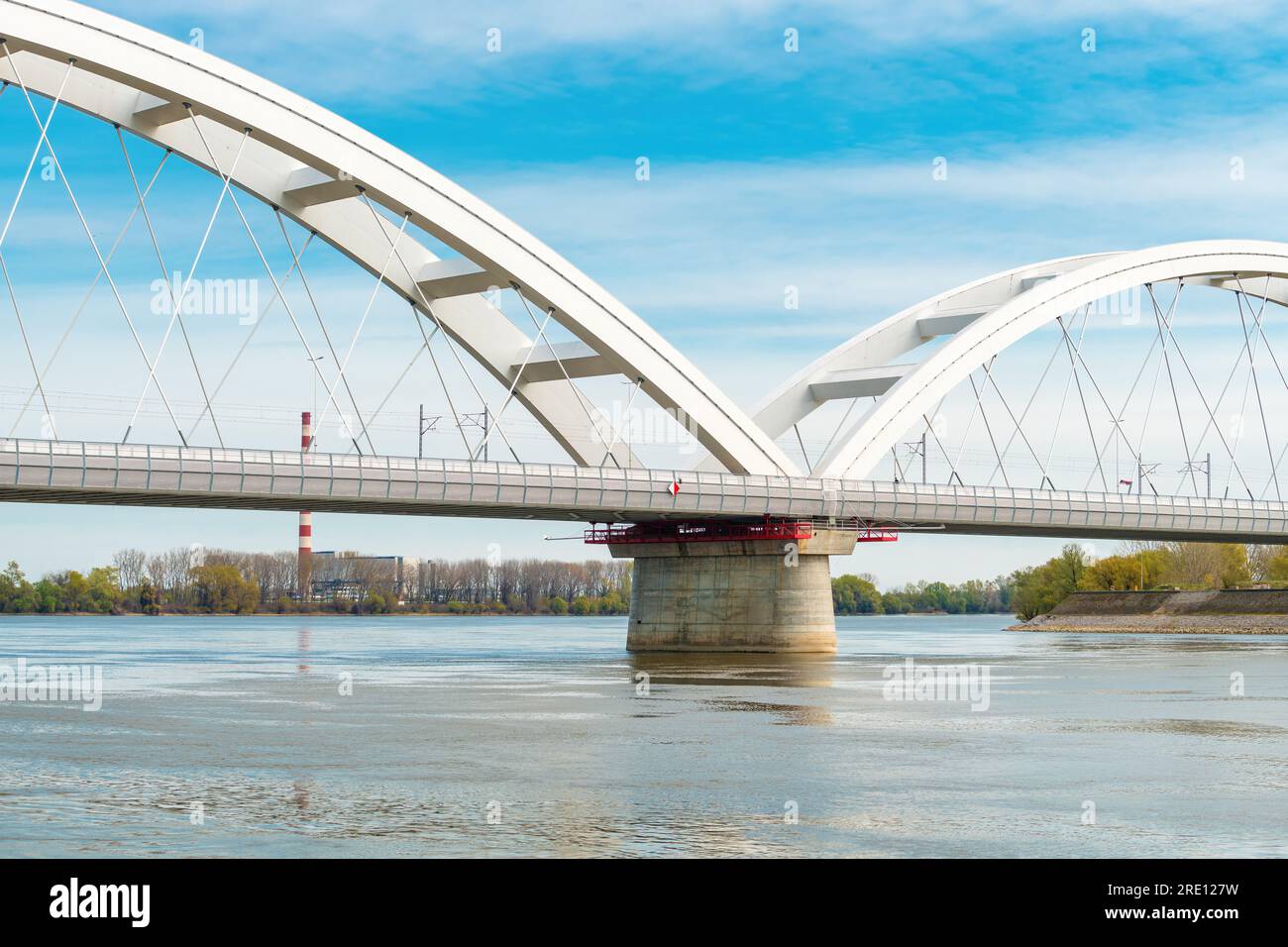 Zezelj bridge, a tied-arch bridge on Danube river in Novi Sad ...