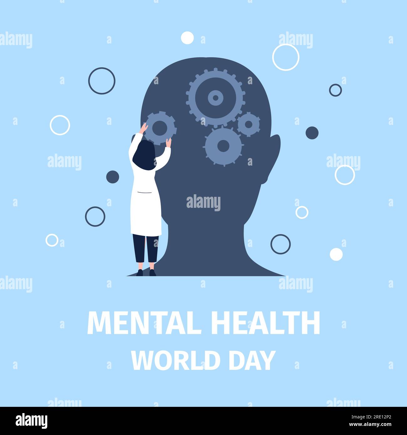 Mental health day poster. Psychology care, doctor repair brain abstract ...