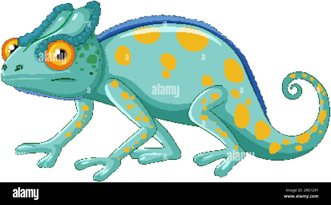 Cute colourful chameleon cartoon isolated illustration Stock Vector ...