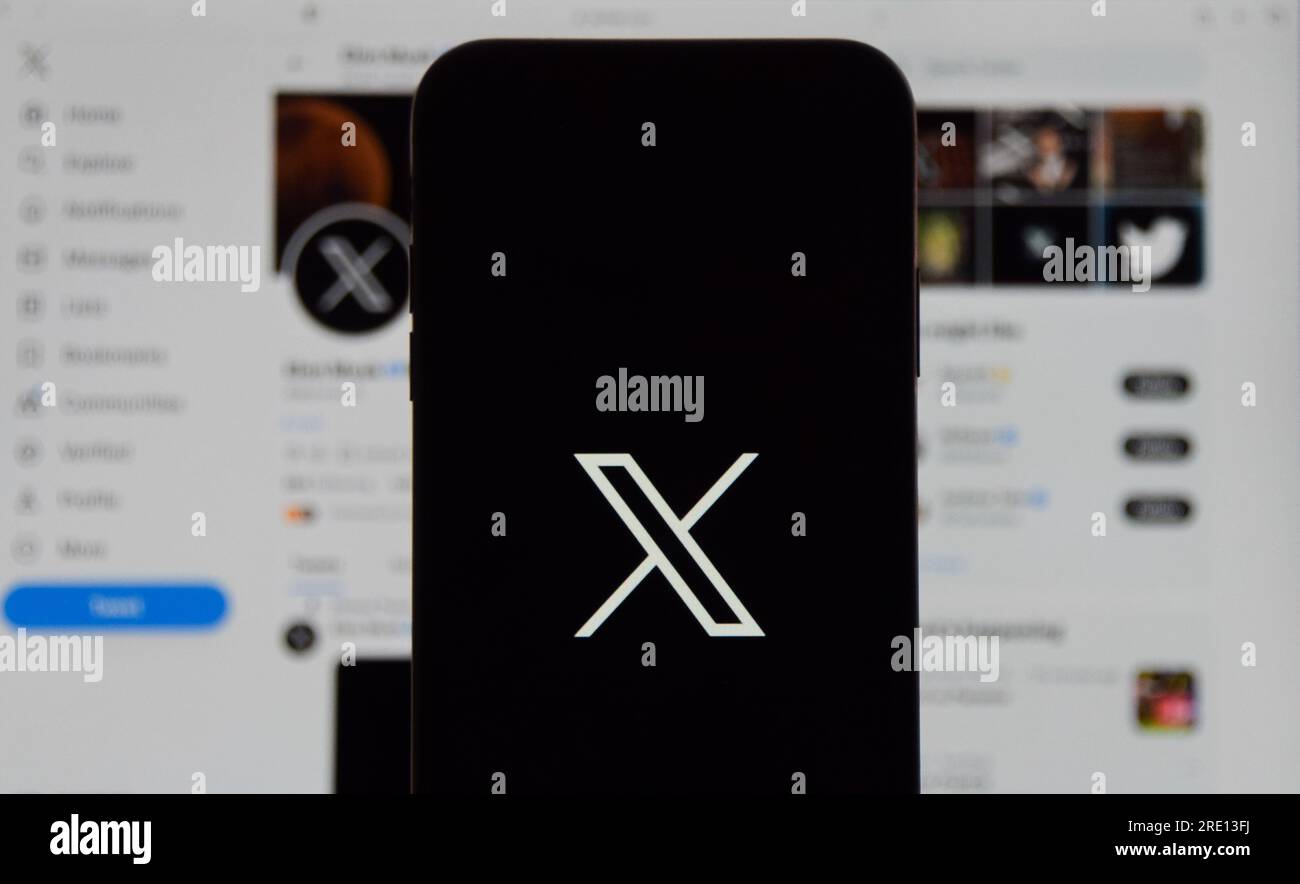 London, England, UK. 24th July, 2023. Elon Musk rebrands the Twitter ...