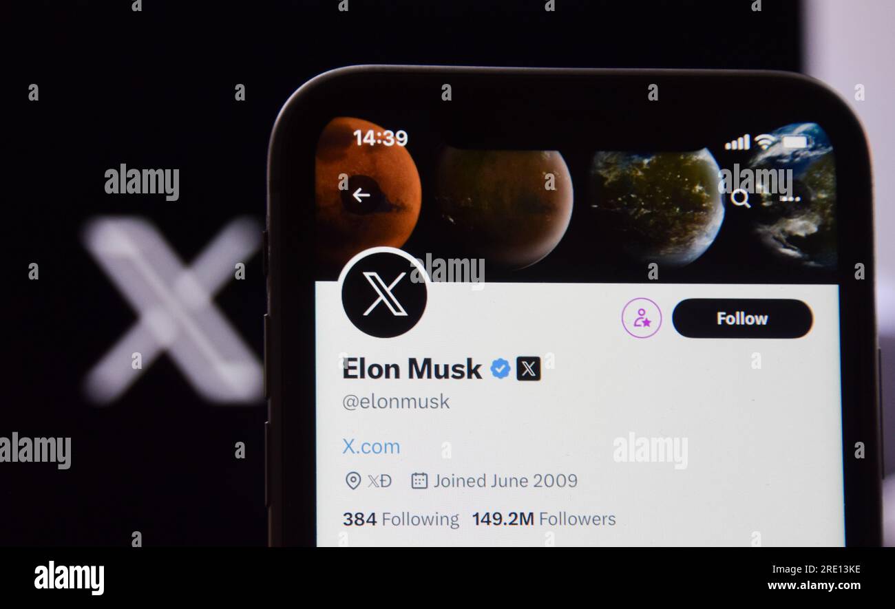 London, England, UK. 24th July, 2023. Elon Musk rebrands the Twitter ...