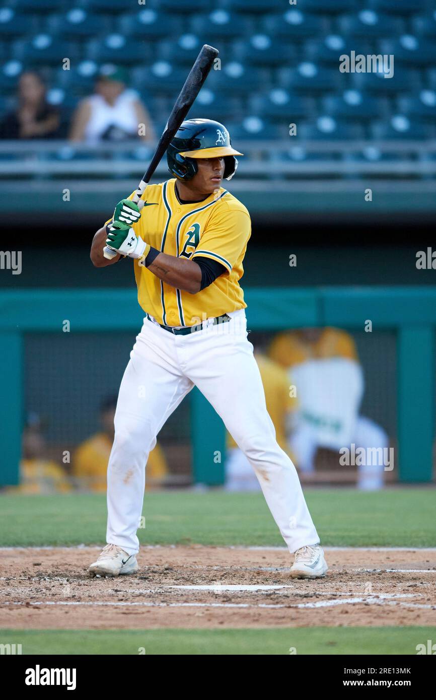 Javier Pariguan (46) of the ACL Athletics at bat during an Arizona ...