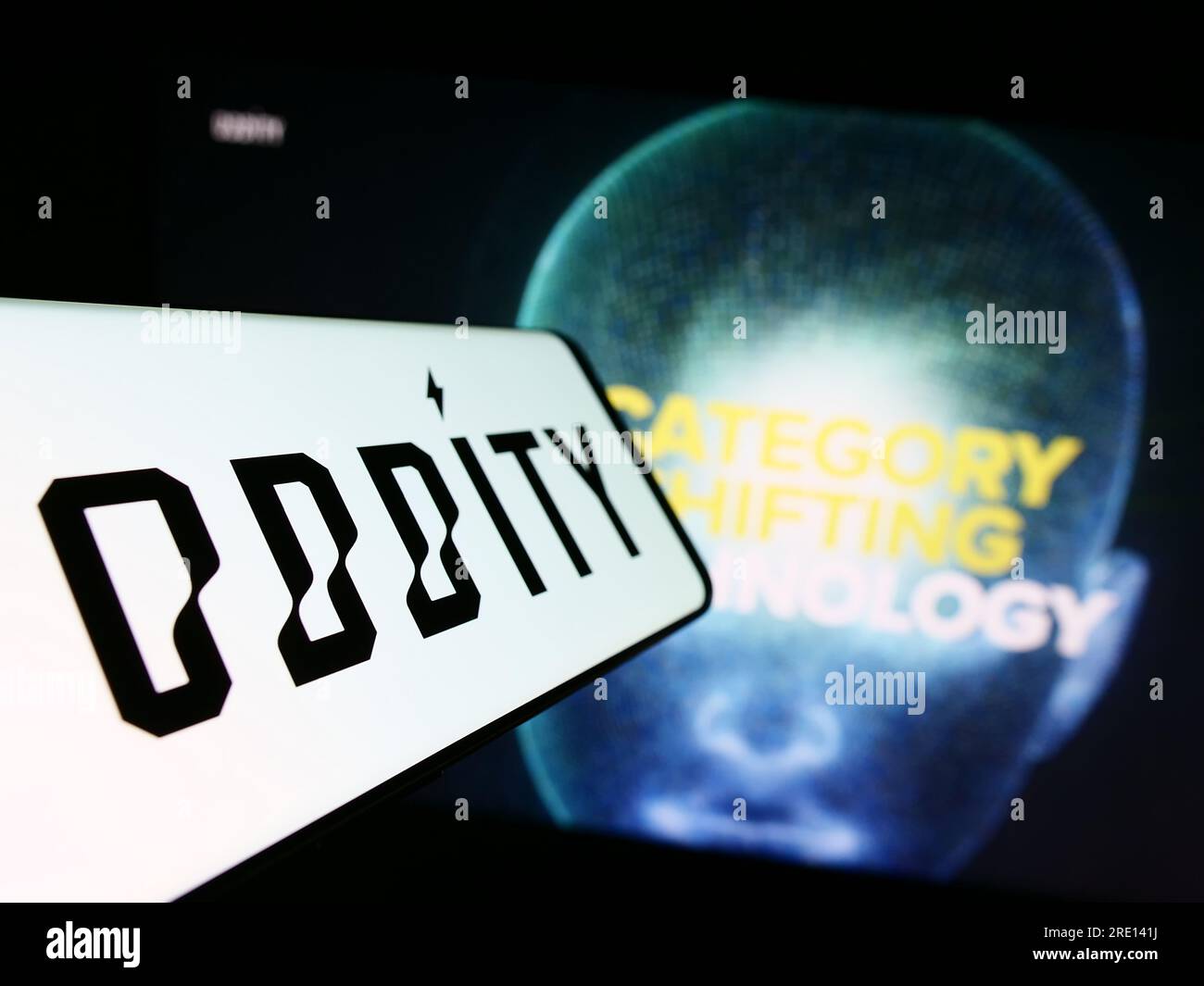 Mobile phone with logo of American consumer technology company Oddity ...