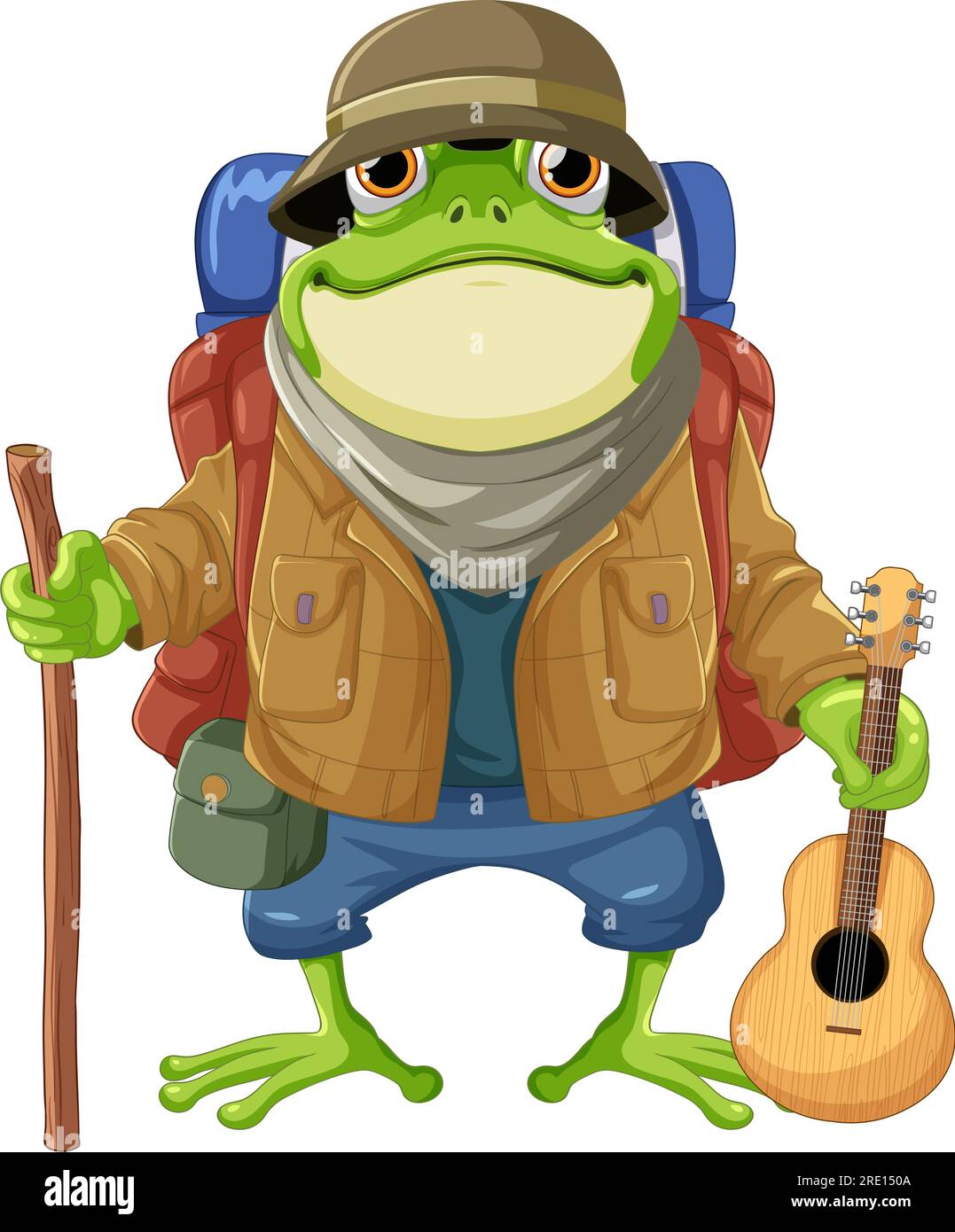 Frog Backpack Traveler Cartoon Character illustration Stock Vector ...