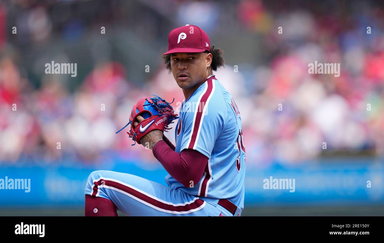 Philadelphia Phillies' Taijuan Walker plays during a baseball game, Thursday, July 20, 2023, in ...