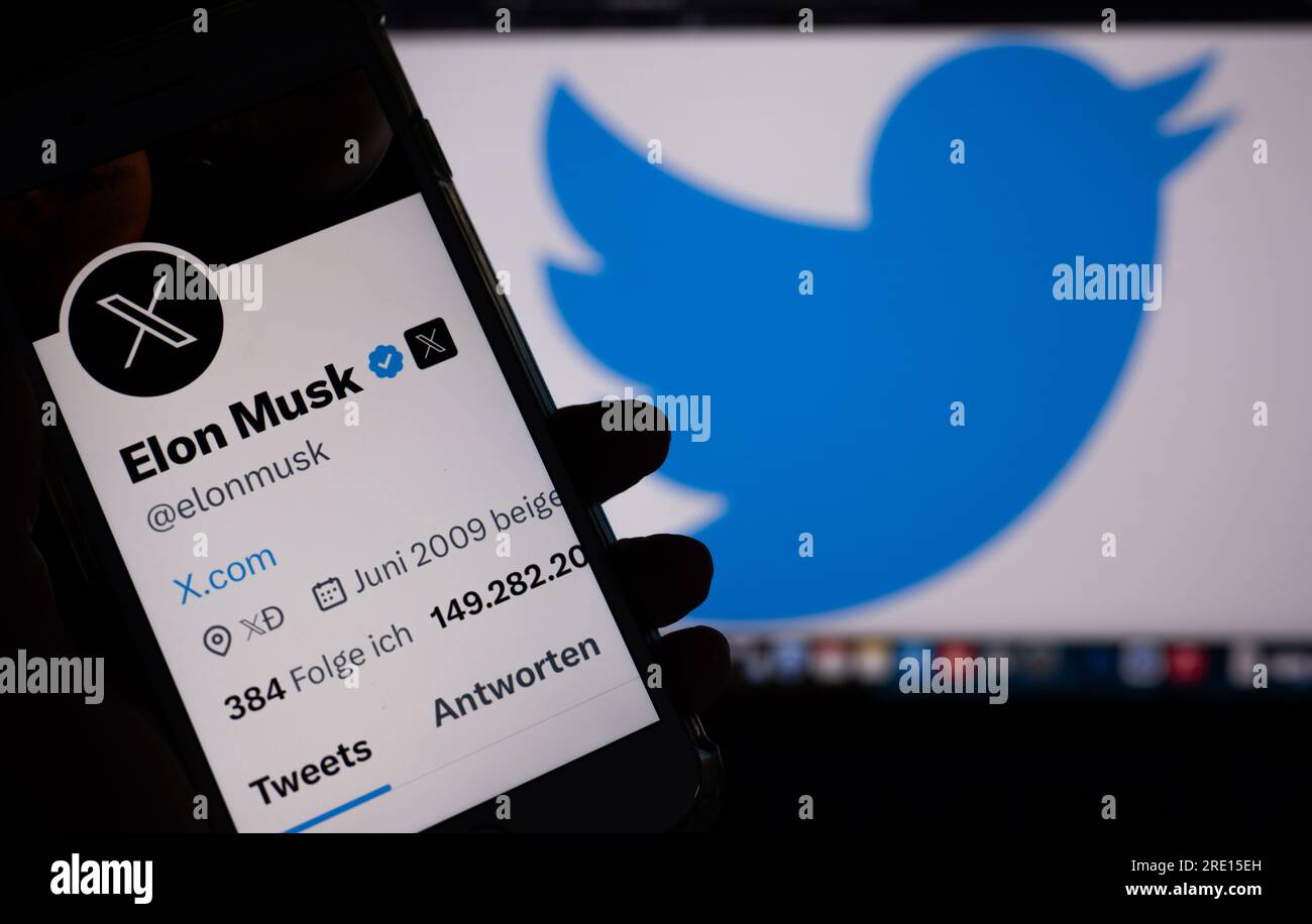 24 July 2023, Berlin: ILLUSTRATION - Twitter owner Musk's official ...