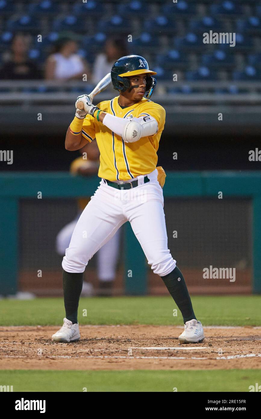Moises Gallardo (89) of the ACL Athletics at bat during an Arizona ...