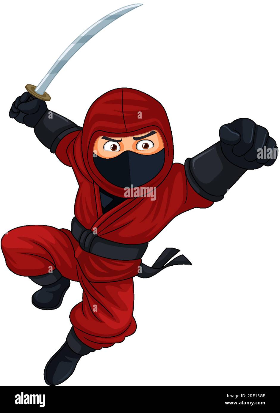 Ninja Jumping and Brandishing Sword illustration Stock Vector Image ...