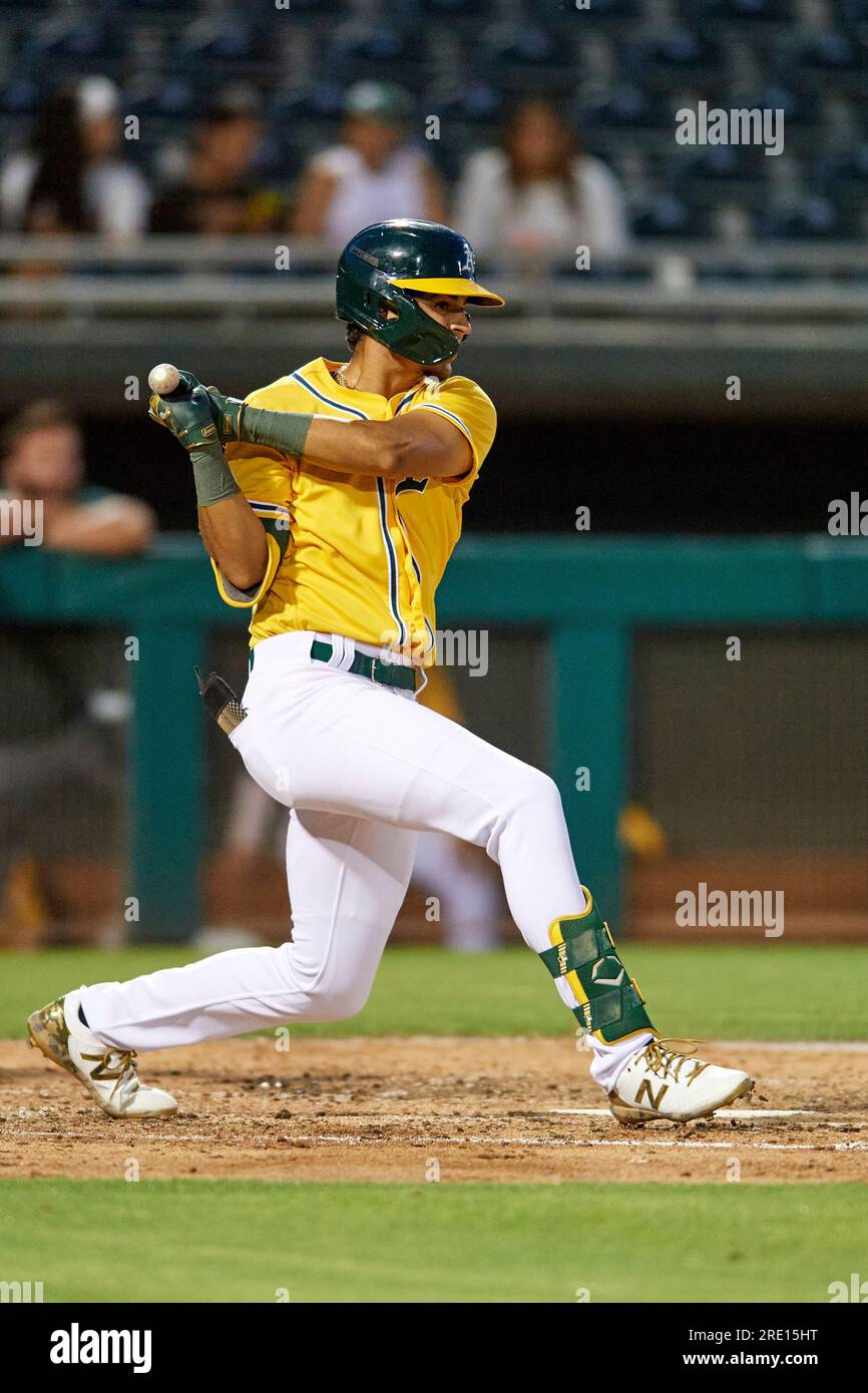 Yeniel Laboy (16) of the ACL Athletics at bat during an Arizona Complex ...