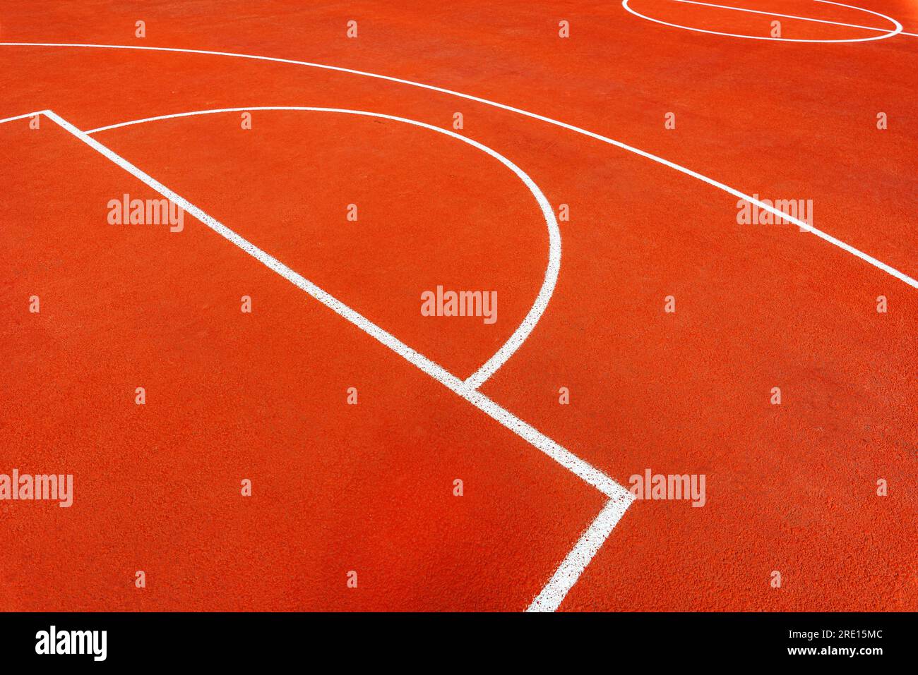 Minimalist abstract background of an orange tartan outdoor basketball ...