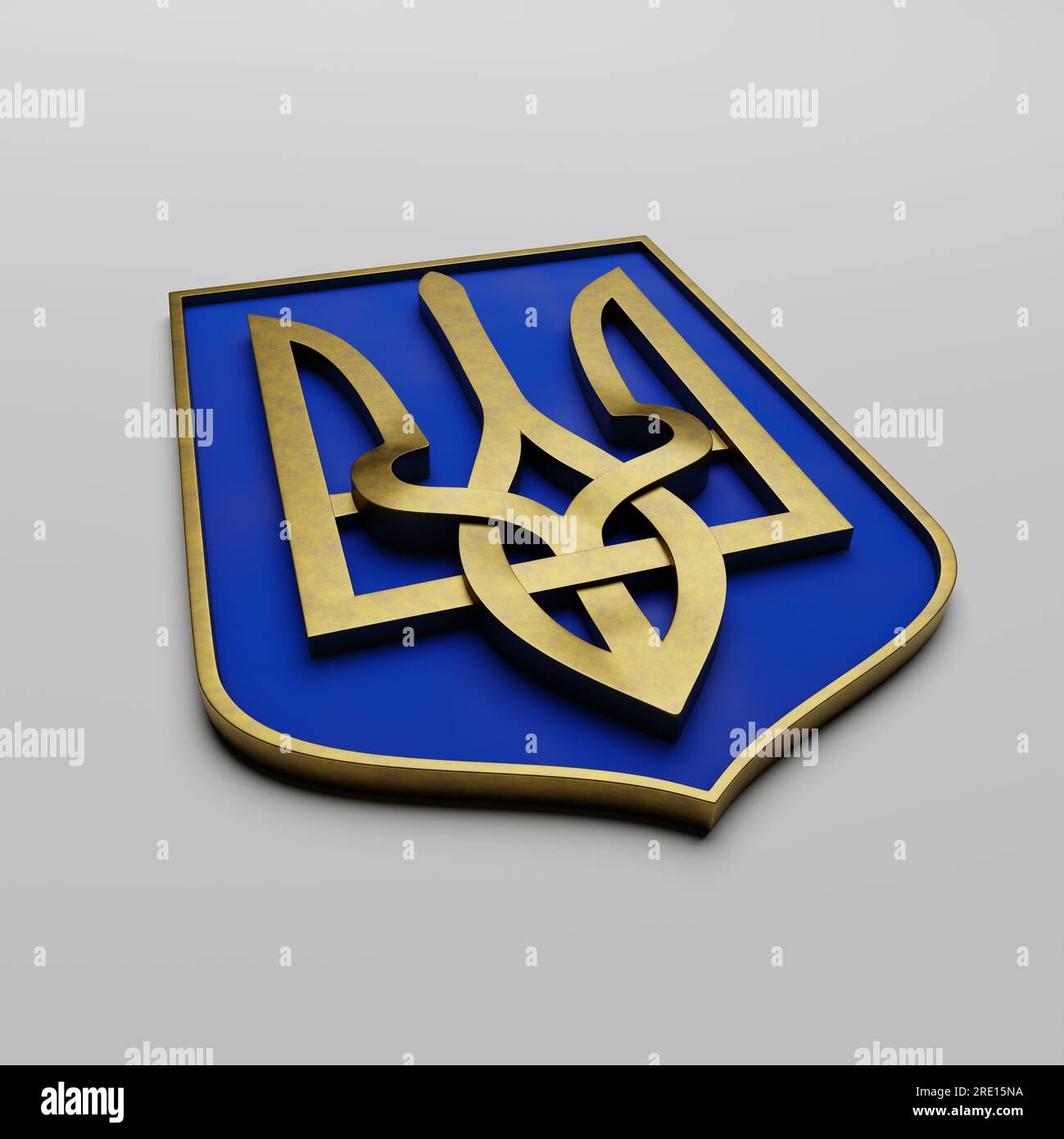 Coat of arms of Ukraine, golden trident, symbol of the state of Ukraine ...