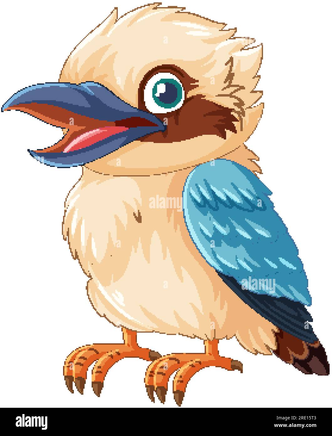 A smiling Kookaburra bird, native to Australia, is isolated on a white ...