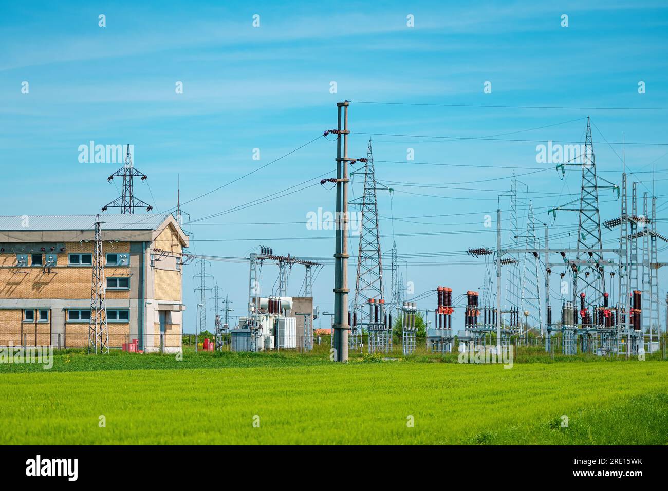Electrical substation at town suburbs on sunny spring day Stock Photo ...