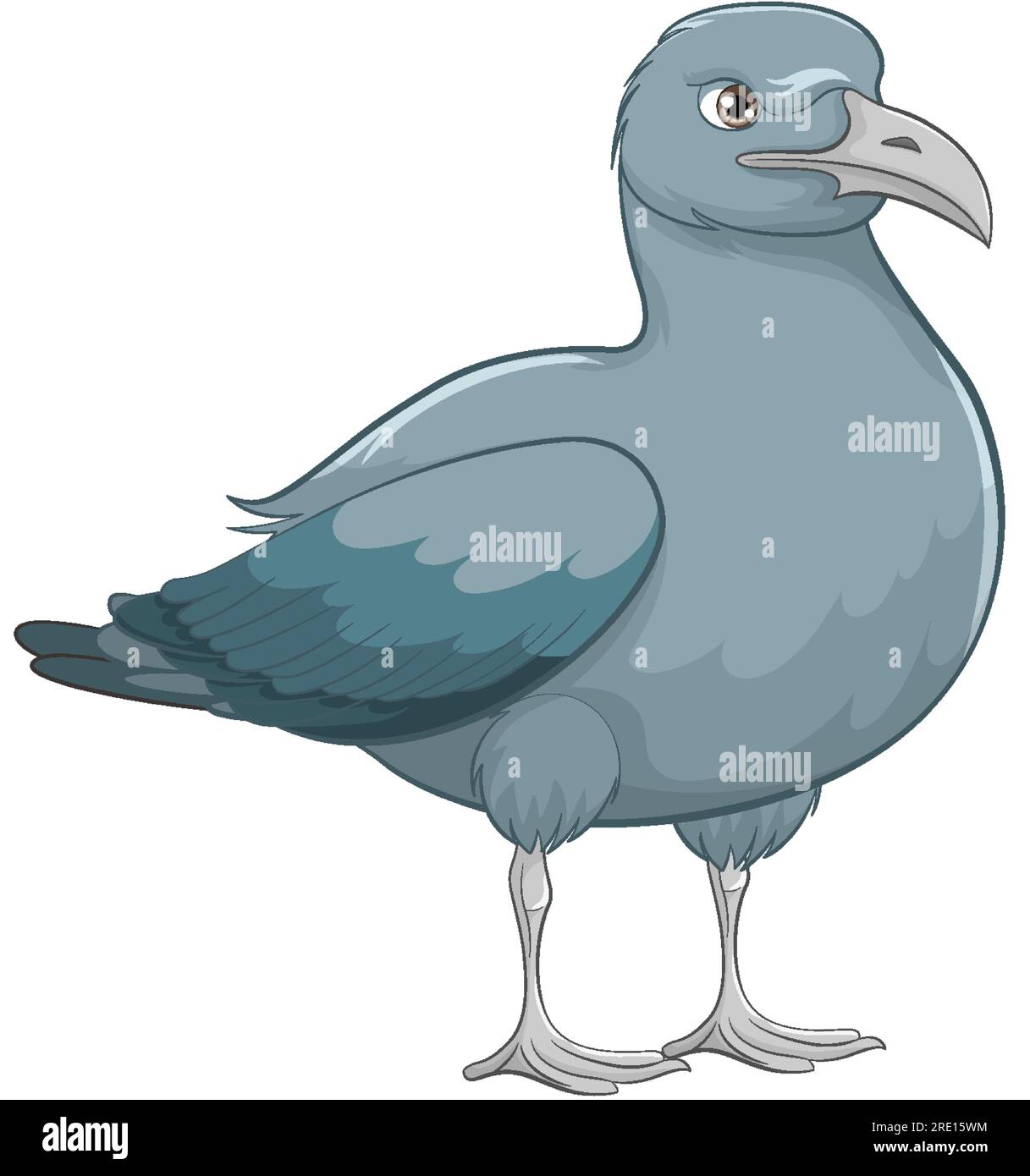 A vector cartoon illustration of a grey bird standing isolated on a ...