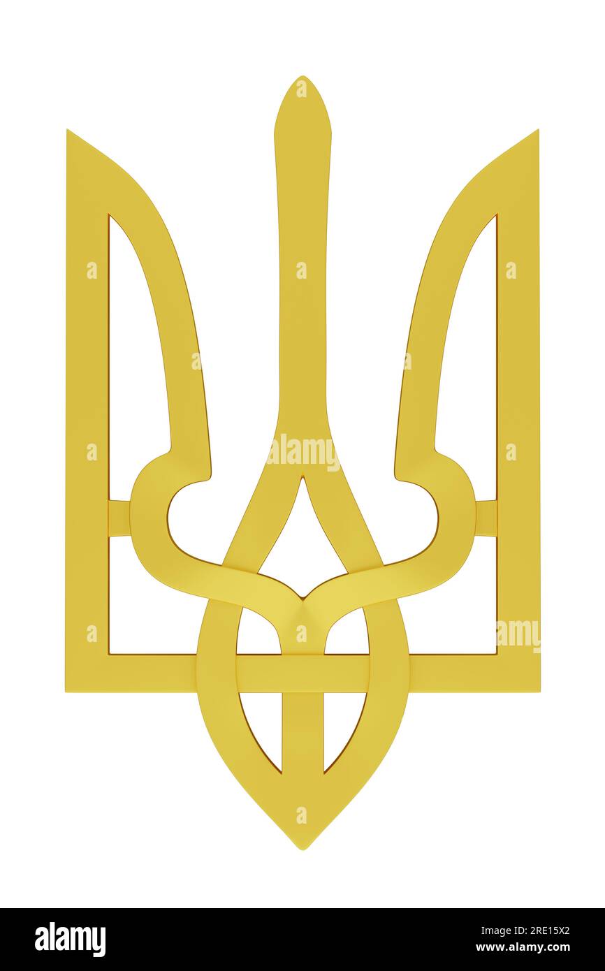 Coat of arms of Ukraine, golden trident, symbol of the state of Ukraine ...